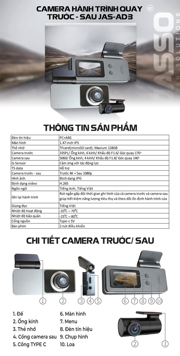 JASSO | CAMERA HANH TRINH | camera hanh trinh | Phim cach nhiet | Wincos | ad3 | AD3